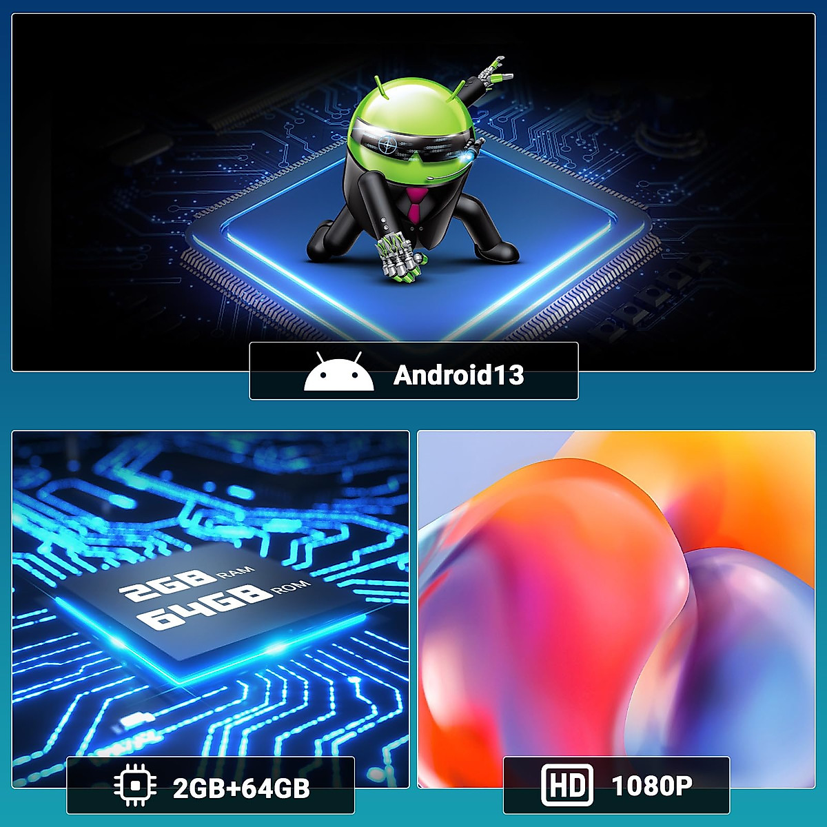 2+64GB Android 13 Double Din Car Stereo Wireless Apple Carplay Android Auto 9 Inch Bluetooth Touchscreen Car Radio in Dash GPS Navigation HiFi WiFi FM Mic Backup Camera