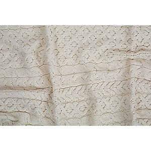 SAOL 100% Merino Wool Heavy Cable Knit Blanket Throw 42" x 62" (106 X 157 cm) (Natural)