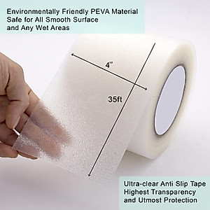 Leyibo Anti Slip Tape Clear Waterproof Outdoor/Indoor with Roller, 4" x 35Ft Non Slip Traction Grip Tape for Bathtubs, Boats, Stairs, Pools, Transparent, Soft, Comfortable for Bare Feet (4" X 35')