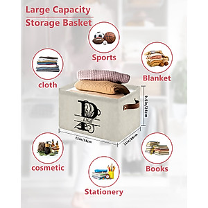 Personalized Gift for Women/Men, Customs Basket with Name Storage Bins for Organizing Shelves, Letter P Collapsible Custom Storage Boxes with Handle, Monogram Words Customized Closet Organizers