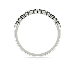 Natural Black Spinel Half Eternity Ring for Women, Aaa Quality, August Birthstone, 14K White Gold, Size:US 7.00