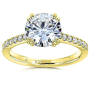 Kobelli Moissanite and Lab Grown Diamond Engagement Ring 1 3/4 CTW 14k Yellow Gold (GH/VS, DEF/VS), 7.5