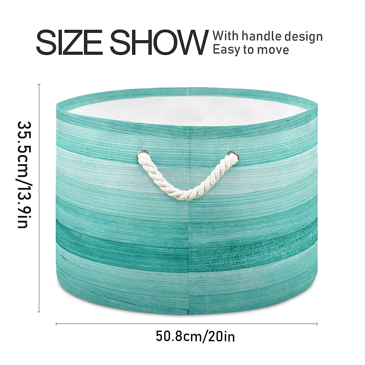 Large Storage Basket Teal Turquoise Green Wood Toy Storage Box Organizer Bins with Handles Laundry Hamper Basket for Home Decor