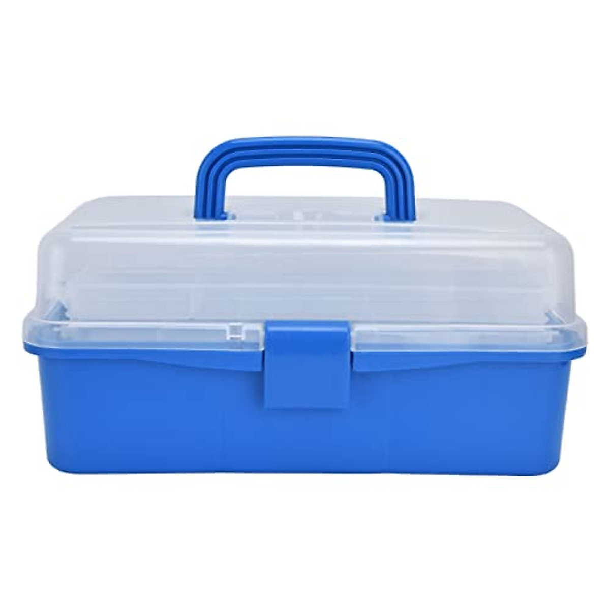 Storage Toolbox 3 Layer Plastic Storage Box Portable Folding Handheld Tool Organizer with Transparent Cover for Indoor Outdoor