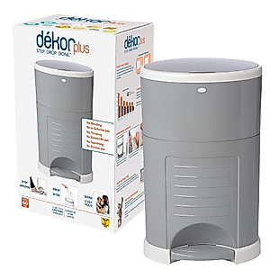 Dekor Plus Hands-Free Diaper Pail | Gray | Easiest to Use | Just Step – Drop – Done | Doesn’t Absorb Odors | 20 Second Bag Change | Most Economical Refill System |Great for Cloth Diapers