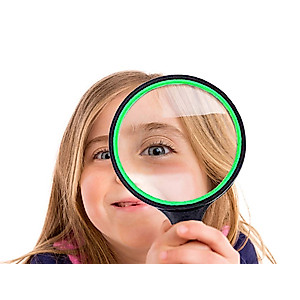 TANCH 5X Magnifying Glass Handheld Magnifier with Large 100mm Magnifying Glass Lens and Non-Slip Rubber Handle for Senior and Kids (1PC Green)