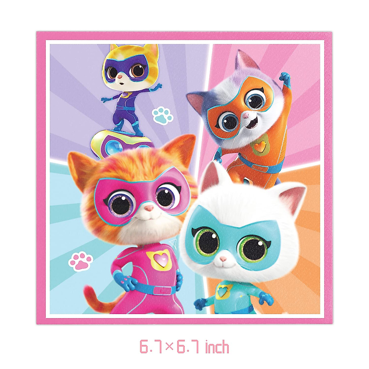 Super Kitties Party Supplies 40Pack include 20 plates, 20 napkins for the Super Kitties Birthday party Decoration