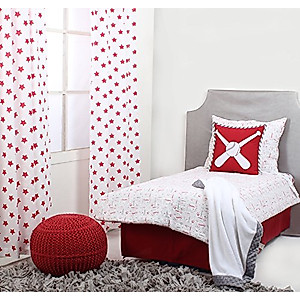 Bacati - Muslin Sports Toddler Bedding (Dec Pillow, Baseball Red/Grey)