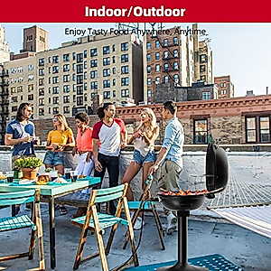 Electric Outdoor Grill,1800W Portable BBQ Grill for Cooking,15+Serving Electric Grill Outdoor Cooking, Non-Stick Removable Stand Barbecue Grill