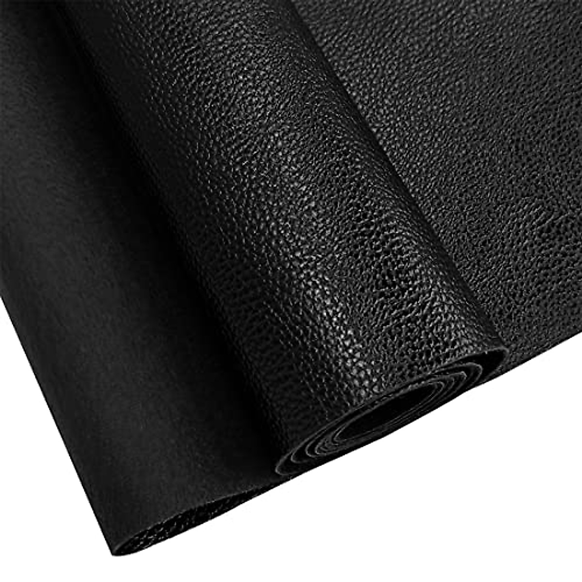 Black Faux Leather Roll for Upholstery Crafts, Pebbled Pattern Soft Vinyl Fabric Perfect for Leather Furniture, Sofa, Chair Projects and Wallets Handbags Jewlery Making 17.7x53 Inch, XHT-43299