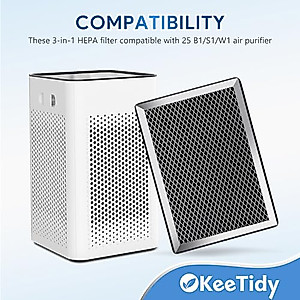 KeeTidy 25 Replacement Filters Compatible with MA Air Puri-fier 25 Series B1/S1/W1, H13 True HEPA Filters, 3 in 1 Pre-Filters, 2 Set