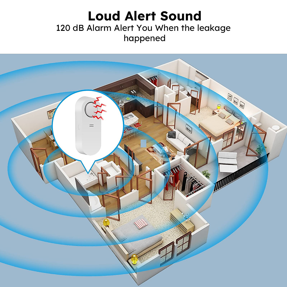 AGSHOME Water Detector Alarm, wifi Water Sensor 5-pack & Hub Kit,120db Alarm and App Alerts, Leak and Drip Alert , for Home, Basement (Not support 5G WIFI)