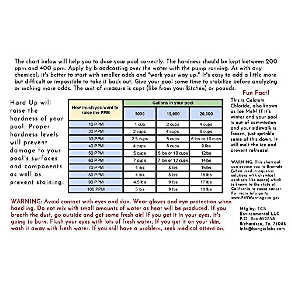 Hard UP Calcium Hardness Increaser 10lb Bag