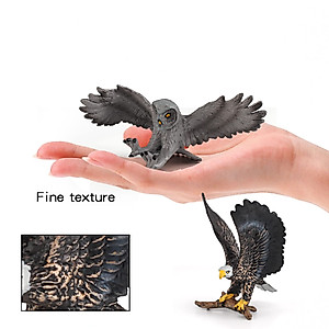 WONWONTOYS Forest Wildlife Bird Toy Set Eagle Owl Bald Eagle Table Decorations Christmas Scene Decoration Cake Decoration Children's Cognitive Toys for Boys Girls