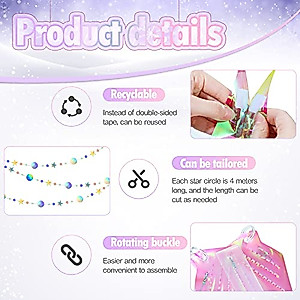 37 Pieces Home Iridescent Holographic Iridescent Party Supplies Kit Christmas Snowflake Hanging Honeycomb Ball Decorative Christmas Party Paper Fan Snowflake Garlands Star Hanging Swirl for Disco