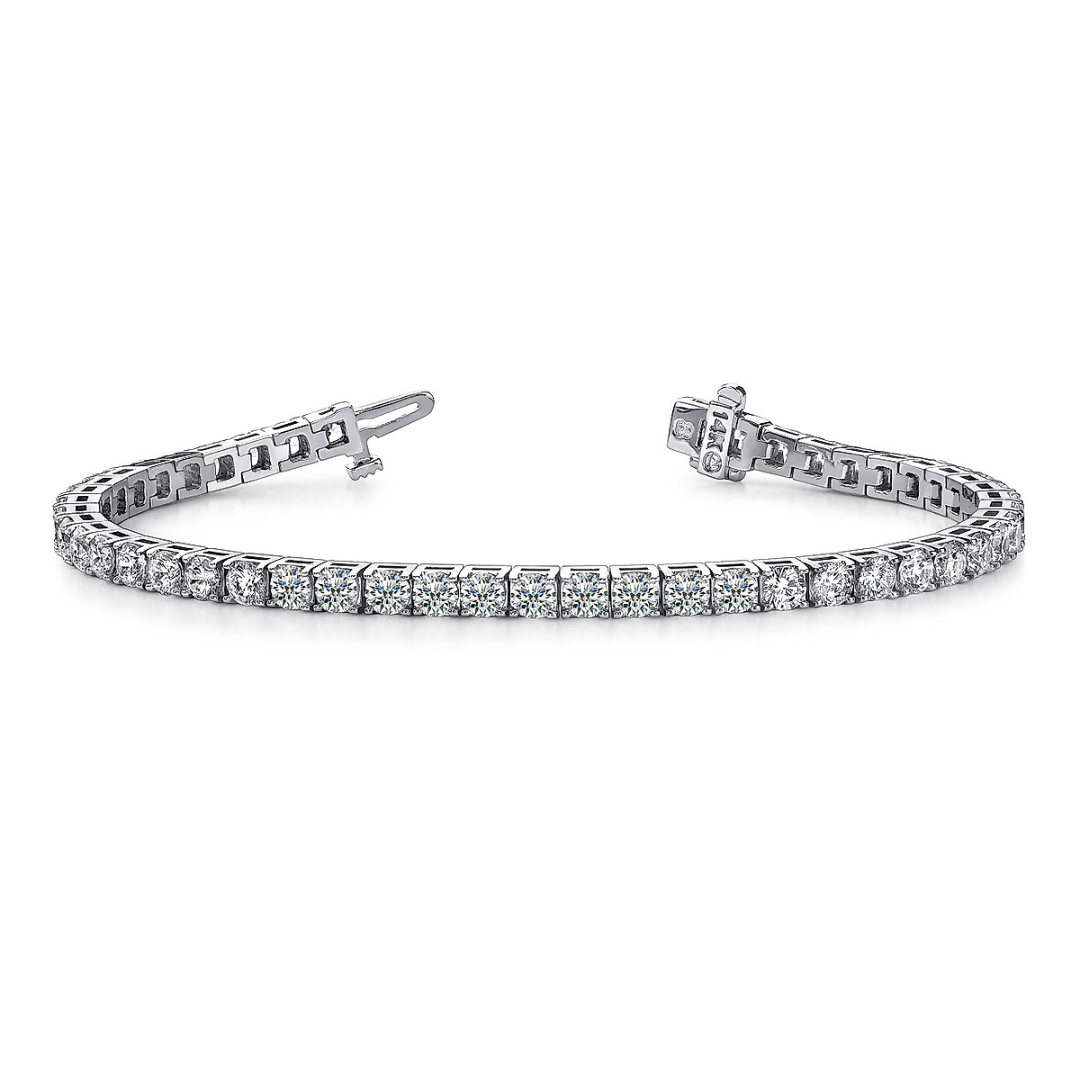 Houston Diamond District 10 Carat Classic Mined Natural Diamond Tennis Bracelet 4 Prong 14K White Gold Value Plus Collection