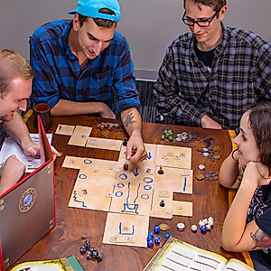 Stratagem The Master's Atlas Grid Tiles-Reversible Dry Wet Erase Battle Map for 3D DND-RPG Tabletop RPG Scenery-Dungeons Dragons Pathfinder- Tabletop Grid| Blank/Parchment - 44 Tiles & 48 Tokens