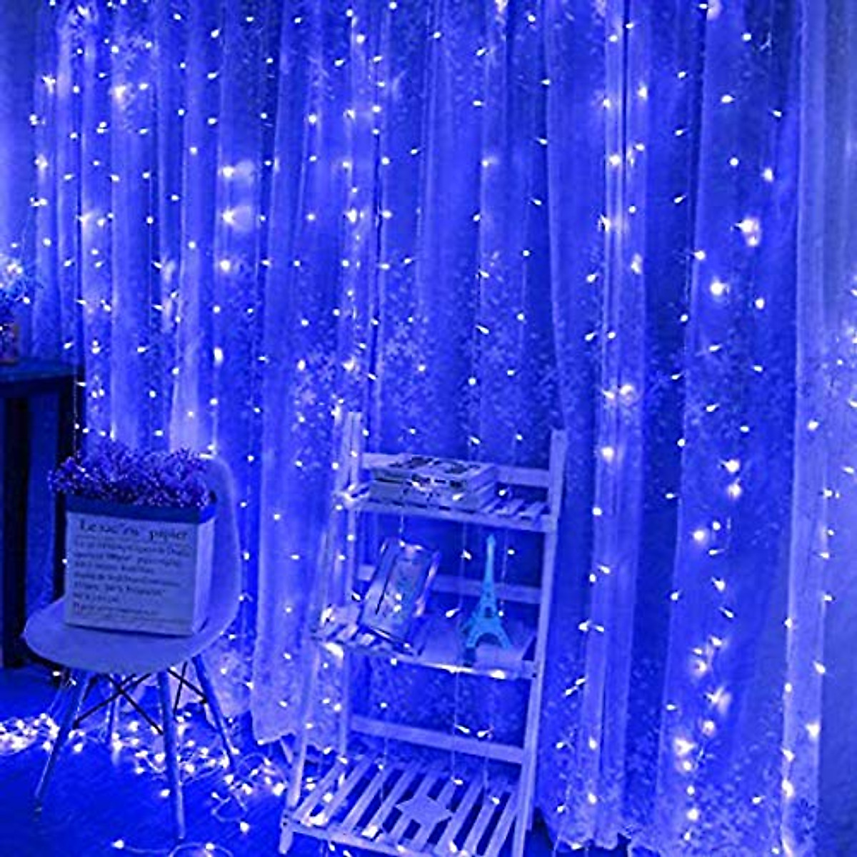 Solar Light String 100LED 36FT2 Patterns of Solar Fairy Light String Copper Wire lamp, Used for Garden, Terrace, Christmas, Wedding, Party Interior Decoration, Outdoor Waterproof (Blue Light)