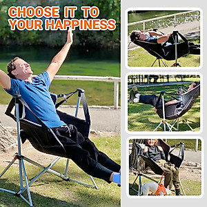 KingCamp Hammock Camping Chair Swinging Rocking Chair for Adults Lawn Beach Camp Outside Portable Folding Chair Hold Up to 264lbs with Adjustable Back Support Carrying Bag Cup Holder