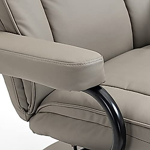 HOMCOM Swivel Recliner, Manual PU Leather Armchair with Ottoman Footrest for Living Room, Office, Bedroom, Grey