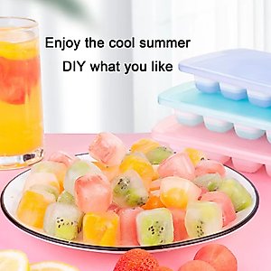 Small Ice Cube Trays with Lid for Freezer,Mini Ice Cube Trays for Freezer with Lid,Silicone Ice Cube Trays,Tiny Ice Cube Trays for Freezer,BPA Free,Easy to Remove and Perfect Cube Size
