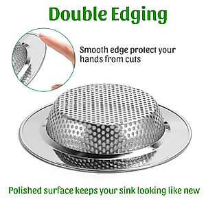 3PCS - Windran Kitchen Sink Drain Strainer and Sink Drain Stopper Set, Upgraded Double-Layer Safe Design for Most Kitchen Sink Drain Basket (4.5 Inch)