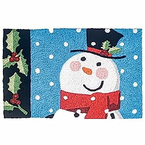 Holly Jolly Snowman Holiday Machine Washable 20" x 30" Jellybean Accent Rug