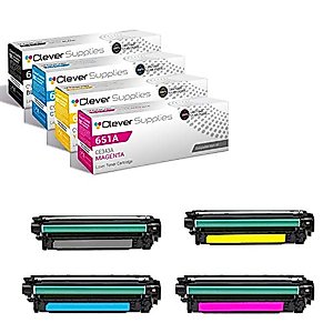 CS Compatible Toner Cartridge Replacement for HP 651A CE340A Black CE341A Cyan CE342A Yellow CE343A Magenta Color Laserjet MFP M775 MFP M775D Enterprise 700 MFP M775DN M775F M775Z M775Z+ 4 Color Set