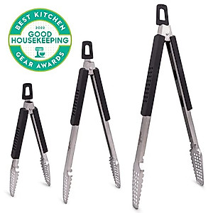 Dropkick Your Old Tongs, GRILLHOGS 16-Inch Barbecue Tongs Are the Only Equipment That Can Handle Your Massive Meat, Stainless Steel + Soft Grip BBQ Tongs, Premium Grill Tongs