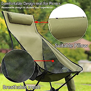 Zide Folding Camping Chairs Portable Lightweight Aluminum Alloy Bracket Moon Chair Comfortable Oxford Fabric for Outdoor Hiking Picnic Backpacking Mesh Chair