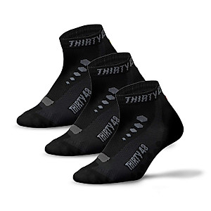Thirty48 Low Cut Cycling Socks for Men and Women | Unisex Breathable Sport Socks (Large - Women 9-12 // Men 8-11, [3 Pairs] Black/Gray)