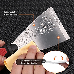 HAUTMEC 2pc Putty Knife Set, 2.5 in Staight and 3 in Offset Scrapers, Heavy Duty Stainless Steel Blade and Hammer End for Removing Wallpaper, Applying Putty, Plaster, Cement HT0061-PT