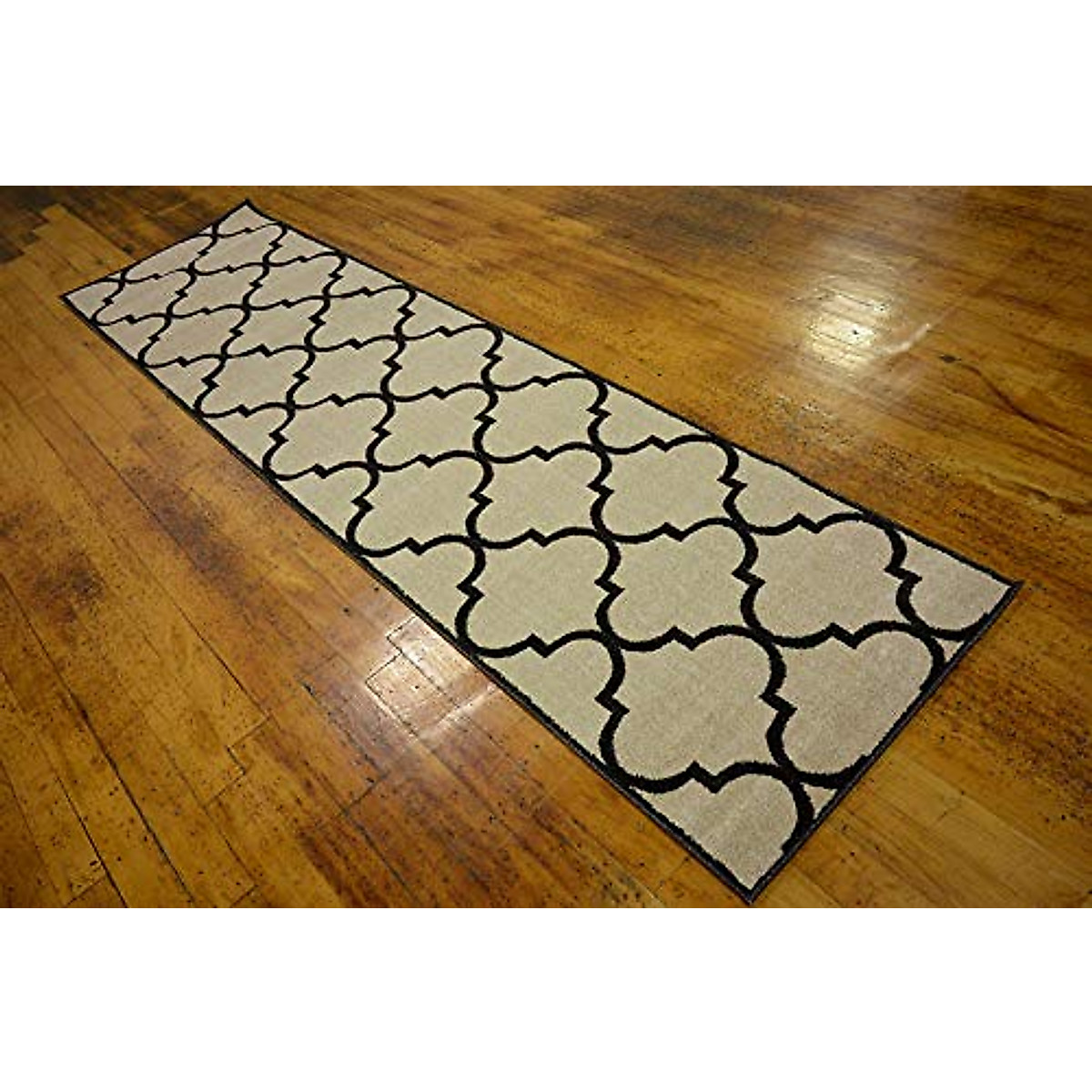 Unique Loom Trellis Collection Modern Morroccan Inspired with Lattice Design Area Rug, Runner 2' 7" x 10' 0", Beige/Black