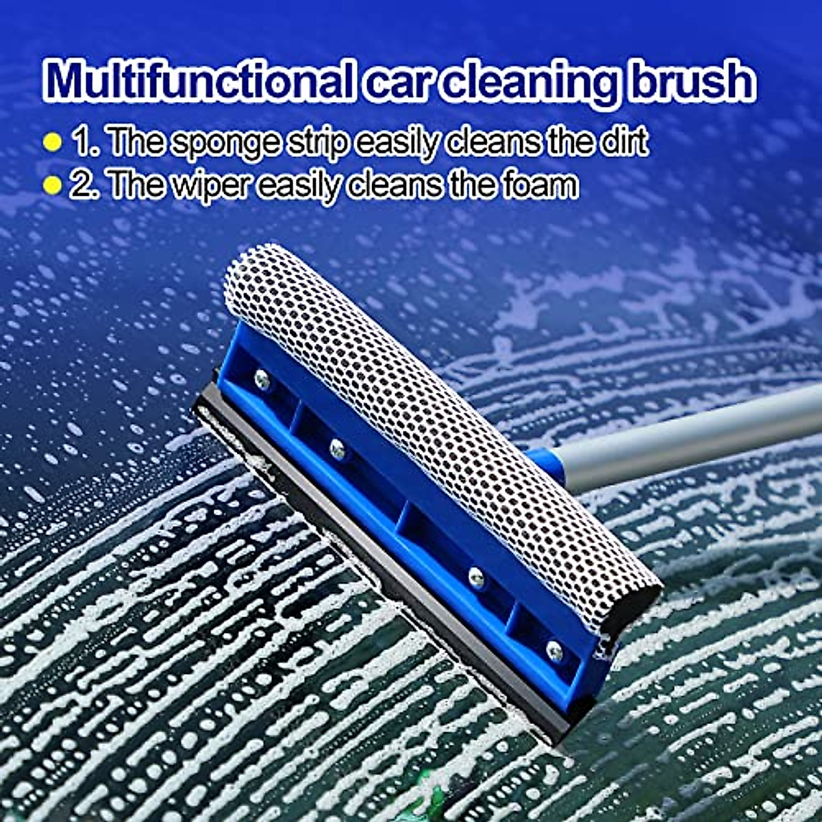 Conliwell 41" Microfiber Car Wash Brush with Long Handle Car Washing Mop Kit Mitt Sponge Car Cleaning Supplies Kit Duster RV Washing Car Brush Accessories, 1 Chenille Scratch-Free Replacement Head…