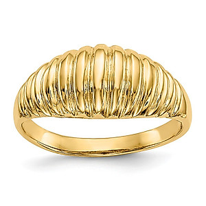 Jewels By Lux 14K Yellow Gold High Polished Ribbed Dome Ring
