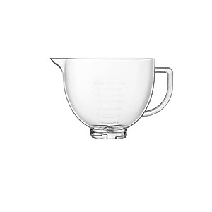5 QT Food Grade Plastic Mixer Bowl Compatible with KITCHENAID TILT-HEAD STAND MIXERS 4.5-Quart (4.3 L) And 5-Quart (4.7 L), With Spout and Measuring Lines, Light weight, Shatter and Crack proof