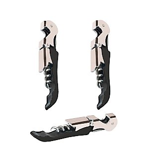Professional Waiter Corkscrew Wine Openers Set (2 PCS),Upgraded With Heavy Duty Stainless Steel Hinges Wine Key for Restaurant Waiters, Sommelier, Bartenders (Black 2 Packs)