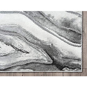 Abani Abstract Grayscale Agate Area Rug Rugs - 6' x 9' Contemporary Non-Shed Modern Grey Bedroom Rug