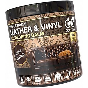 COCONIX Leather Recoloring Balm Dark Brown - Recolor, Renew, Repair & Restore Aged, Faded, Cracked, Peeling and Scuffed Leather & Vinyl Couches, Boat or Car Seats, Furniture 8 oz