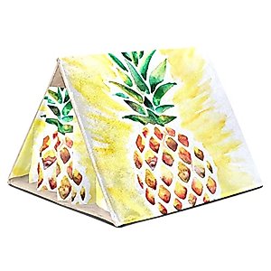 RATGDN Small Pet Hideout Watercolor Pineapple Hamster House Guinea Pig Playhouse for Dwarf Rabbits Hedgehogs Chinchillas