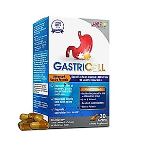 LABO Nutrition GASTRICELL - Eliminate H. Pylori, Relieve Acid Reflux & Heartburn, Regulate Gastric Acid, Natural Treatment, Target The Root Cause of Recurring Gastric Problems, Probiotic, 30 Capsules
