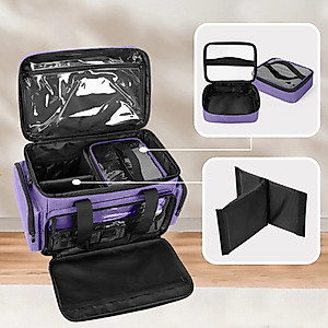 BAFASO Large Makeup Bag with 2 Removable Pouches and Detachable Dividers, Multifunctional Cosmetic Bag to Keep Makeup and Hair Supplies (Patent Pending), Purple