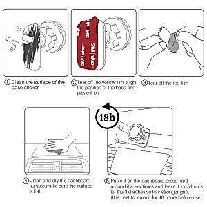 VIIMAKE 6pcs Rectangle 3M Sticky Adhesive Replacement Kit, for Magnetic Car Dashboard Phone Mount Base Sticker Parts, Double Side 3M VHB Tape Adhesive Pads