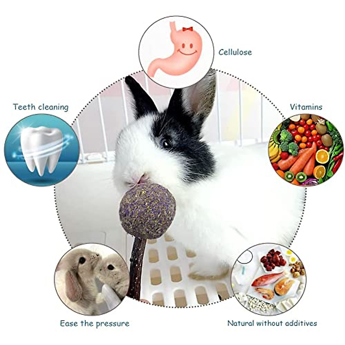 SOYANGNEK Hamster Chew Toys 12PCS Bunny Toys for Rabbits Guinea Pig Toys Natural Timothy Hay Sticks Chinchilla Toys for Teeth Handmade Bunny Treats Gift Apple Wood Sticks Hamster Rat Gerbil