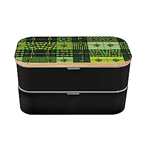 KOOLR Patchwork Print Bento Box Adult Lunch Box With 2 Compartments Stackable For Work Picnic Leak Proof Bento Box