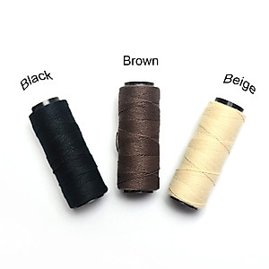 BLUPLE Professional Weaving Threads 3 Rolls for Making Wig Hand Sewing Hair Weft Hair Weave Extension DIY (Black,Beige,Brown)