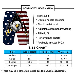 Heucapc Men's American Flag Swim Trunks Quick Dry Swimming Trunks Patriotic Beach Shorts with Mesh Lining and Pockets M