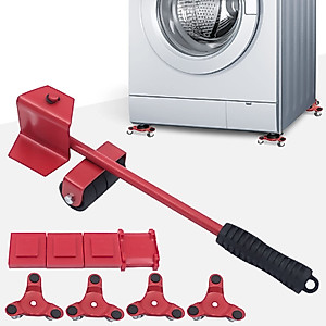 Furniture Dolly with Casters Triangle Iron Mover Heavy Moving Tool with Universal Wheel Portable Mover with Crowbar Three Wheel Mover Dolly for Furniture Heavy Objects