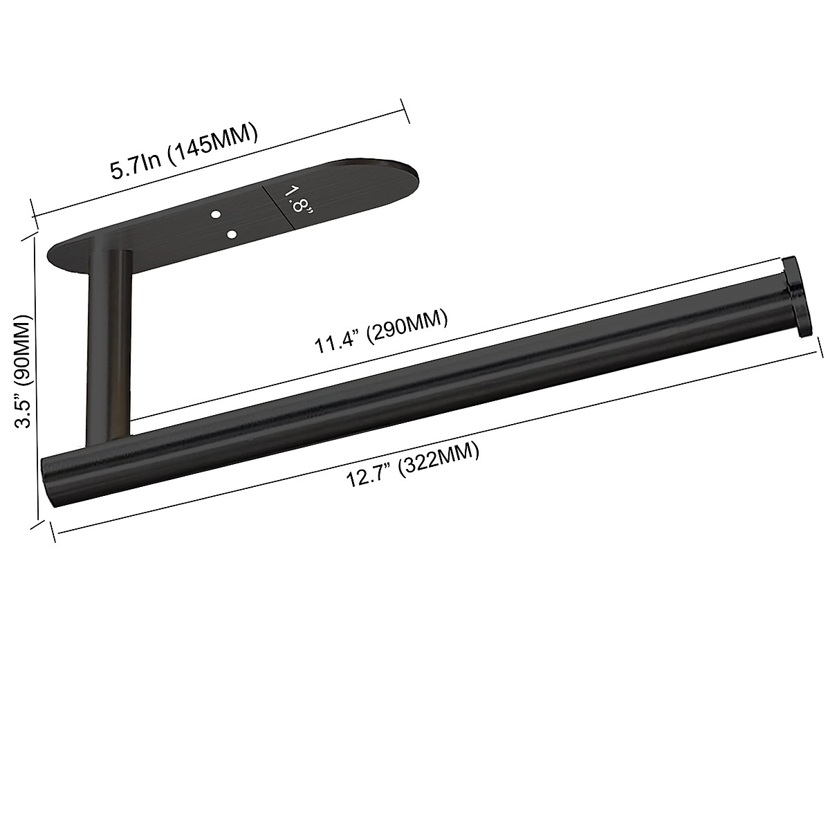 Tujjhoum Paper Towel Holder, Under Cabinet Paper Roll Holder Big Roll, Wall Mounted Matt Black Paper Holder for Kitchen, Bathroom, RV, Self-Adhesive and Drilling Optional