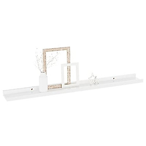 SunshineFace Long Floating Shelves Set of 4, High Gloss Wall Mounted Picture Ledge Floating Shelf, Wall Shelves for Bedroom, Living Room, Office, Nursery, Kitchen Storage(White, 31.5"x3.5"x1.2")